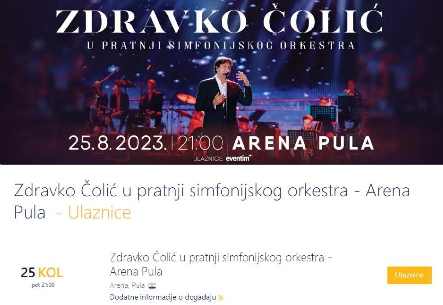 Zdravko Čolić, ARENA, Pula