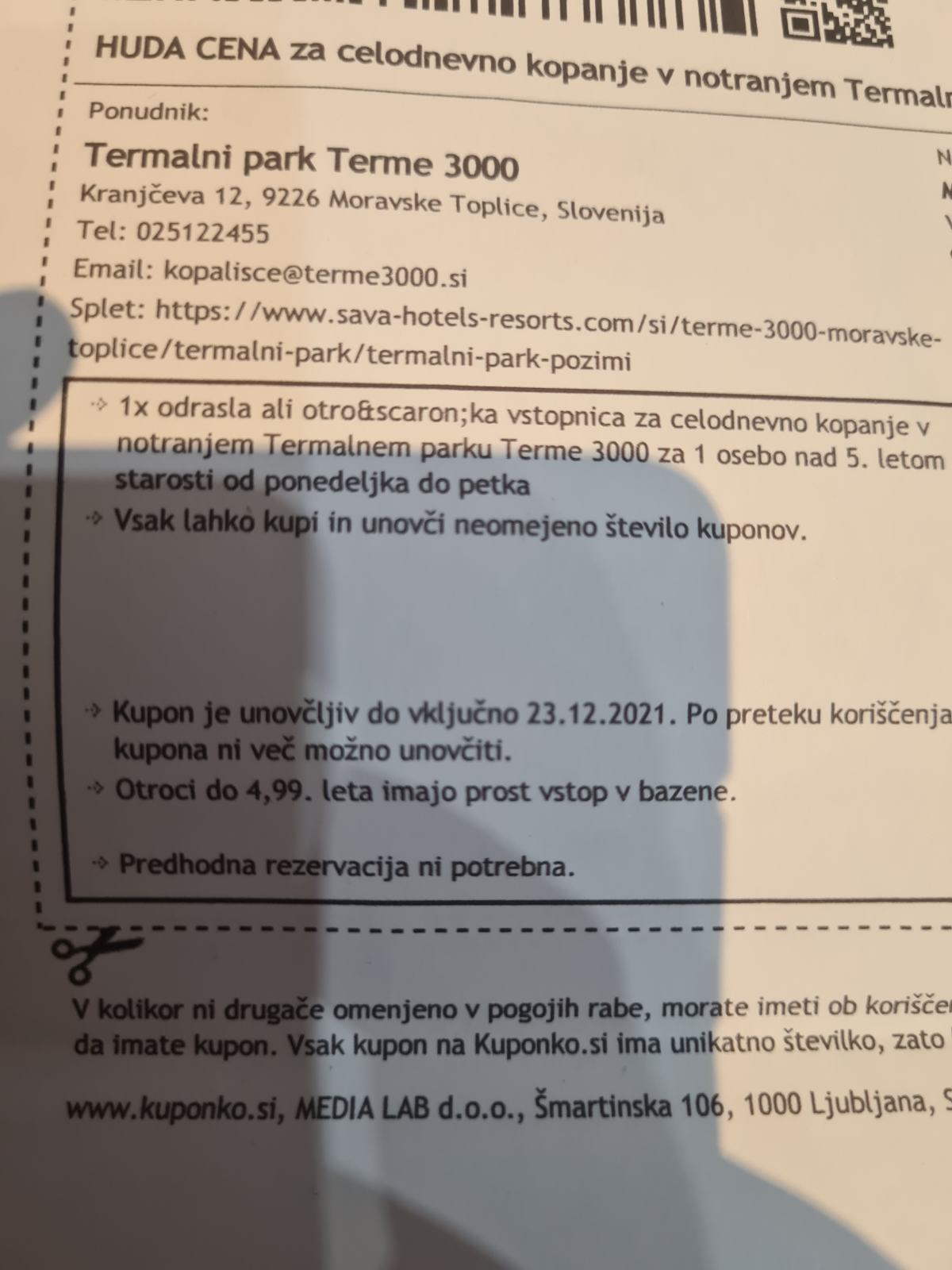 5x kopalne karte za Terme 3000