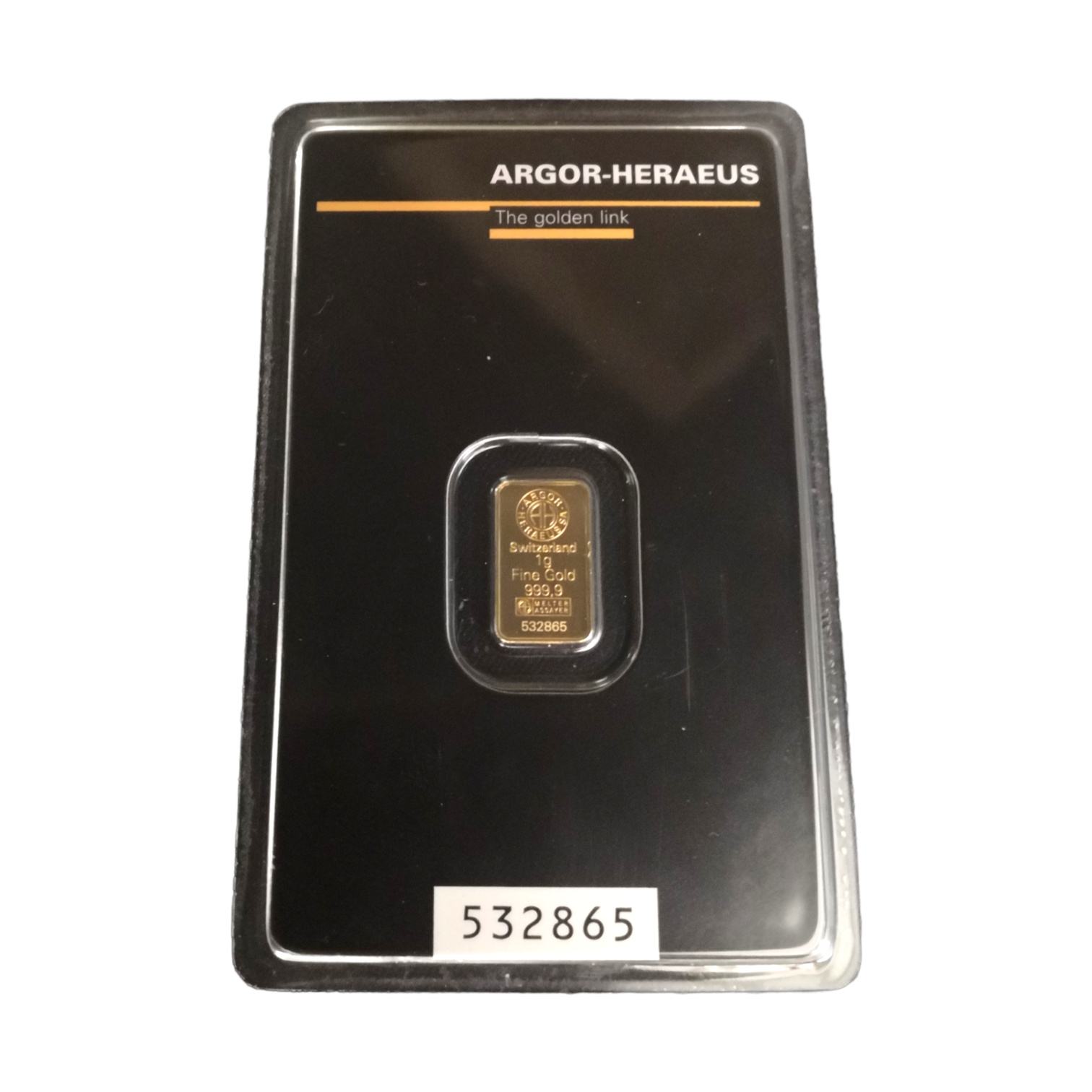 (4770) Naložbeno zlato Argor-Heraeus 24K 999.9/1000; masa=1g