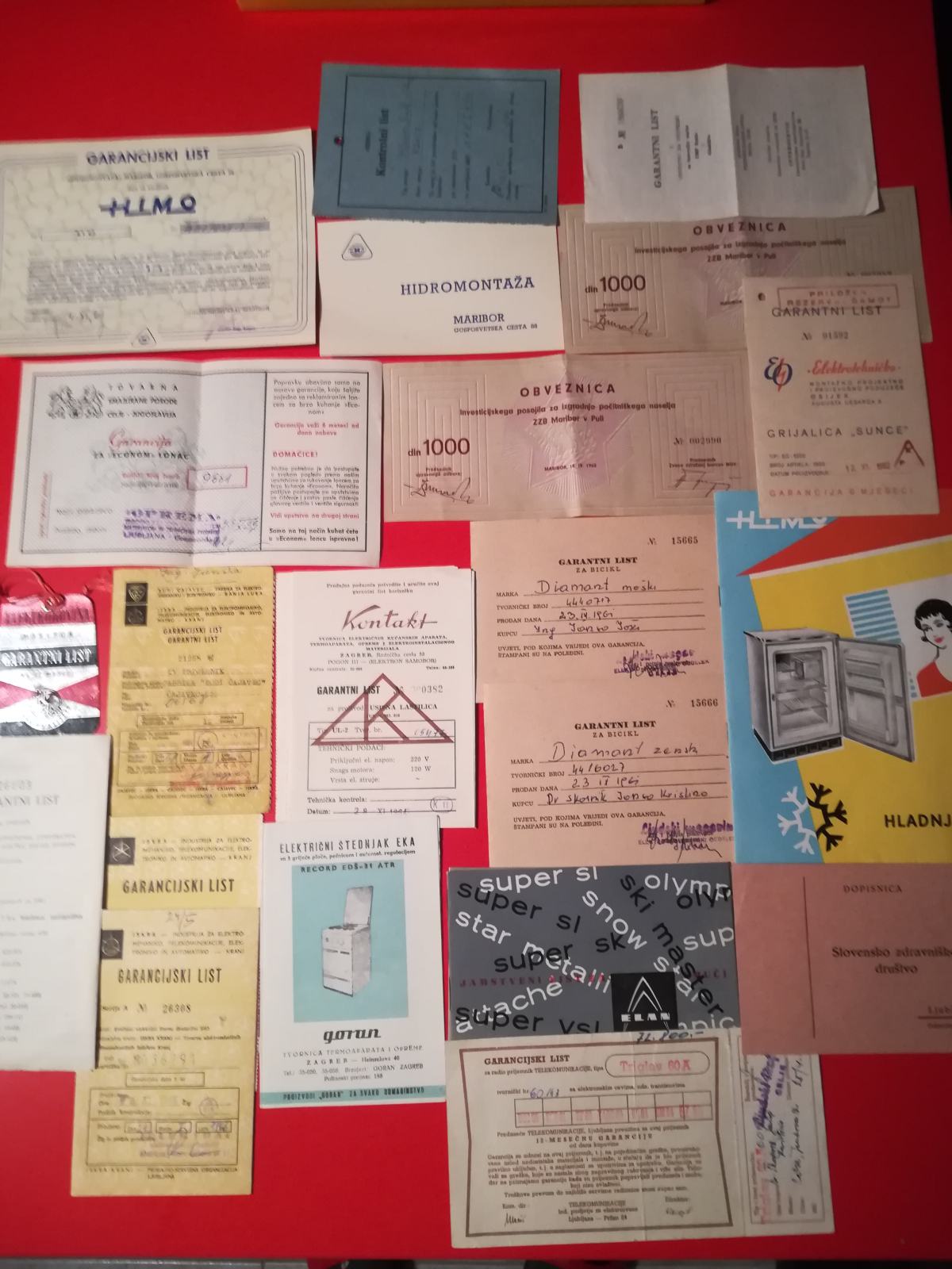 GARANCIJSKI LISTI, OBVEZNICA, RAČUNI, DOPISNICA - JUGOSLAVIJA, SFRJ