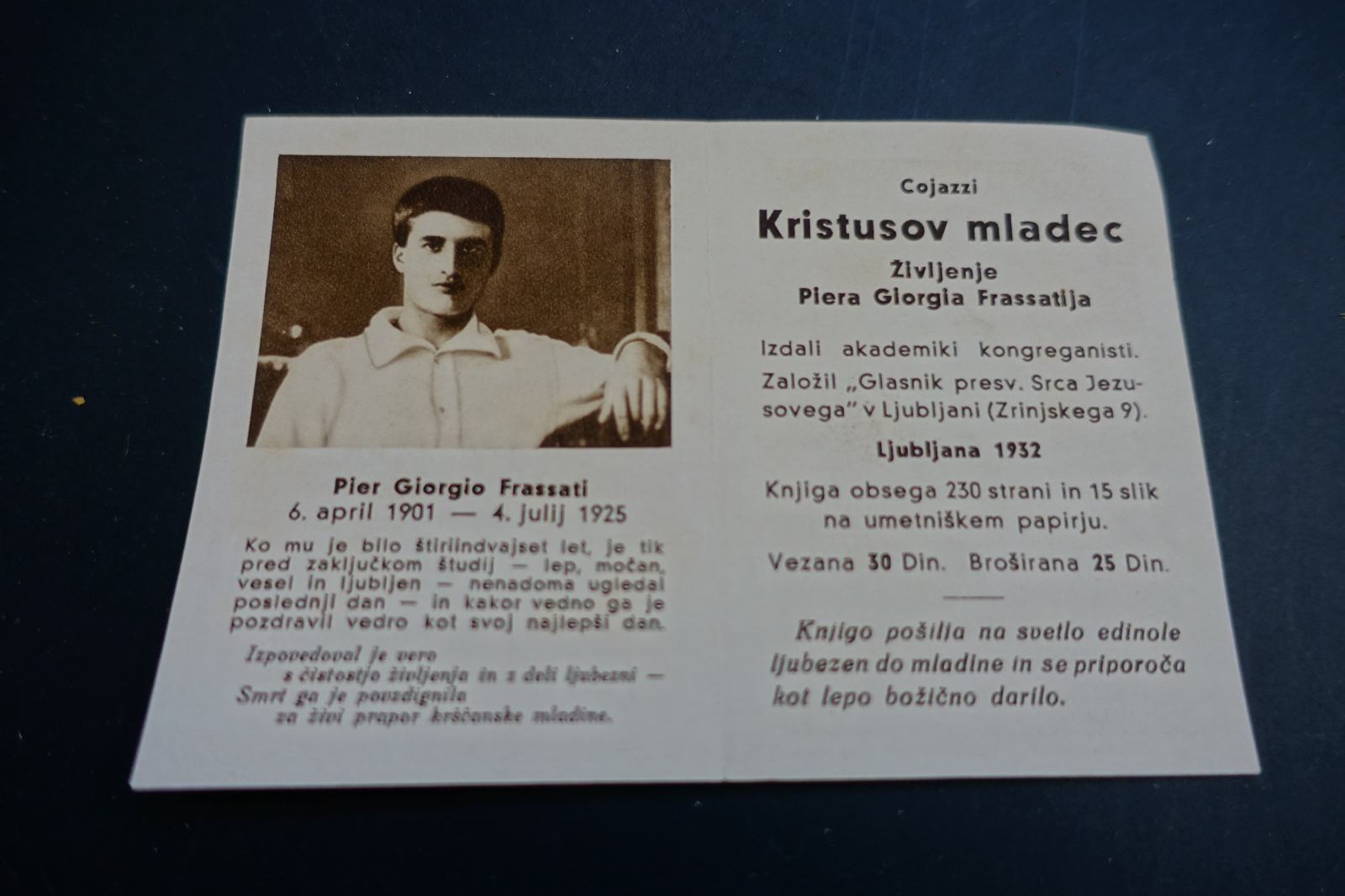 Kristusov mladec reklama za knjigo iz leta 1932