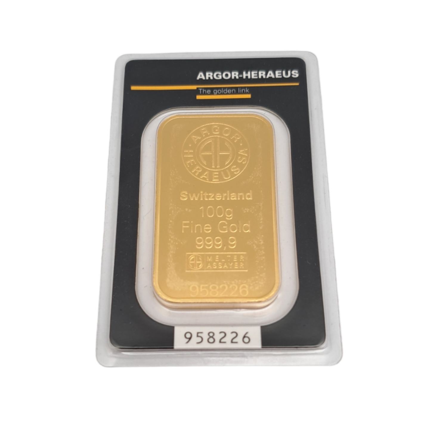 Naložbeno zlato ARGOR-HERAEUS 24K 999.9/1000; masa=100g