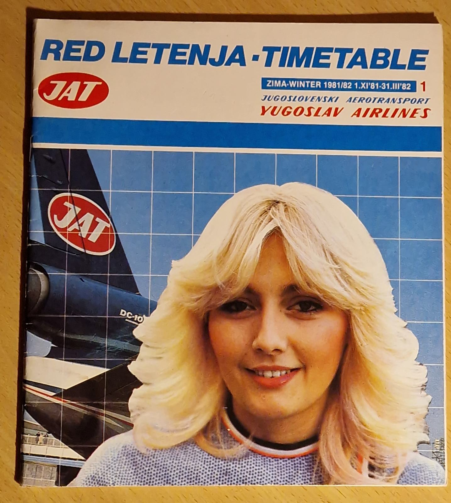 Stari Red letenja Timetable JAT Yugoslav airlines 1981/82.