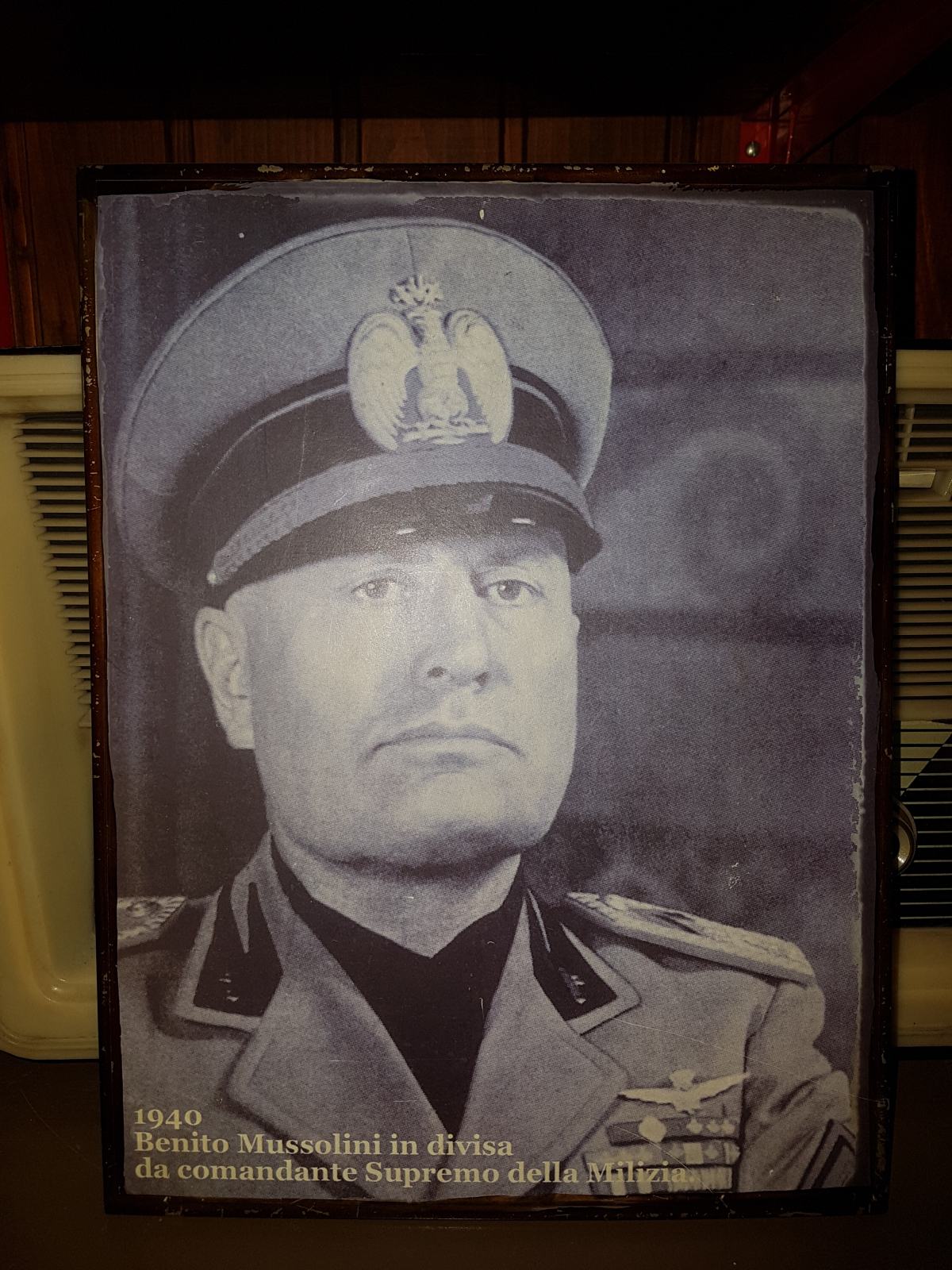 WW2 BENITO MUSSOLINI 1940 / SLIKA NA KOVINSKI PODLAGI
