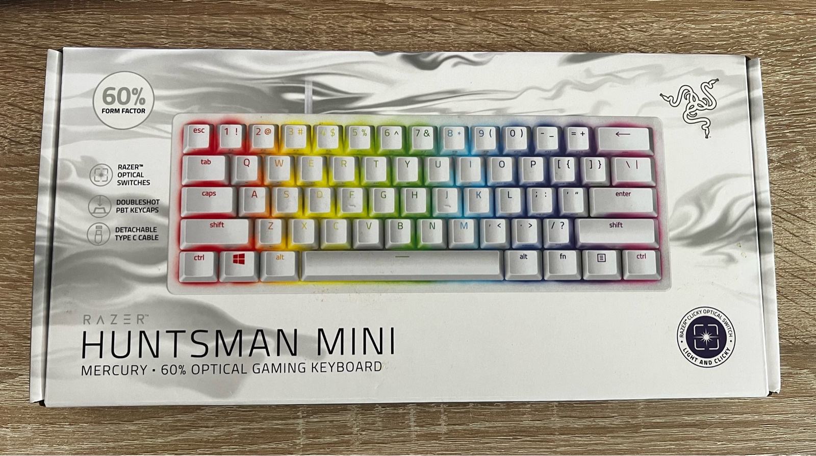 Razer Huntsman Mini Mercury, Purple Clicky, 60% , bela barva