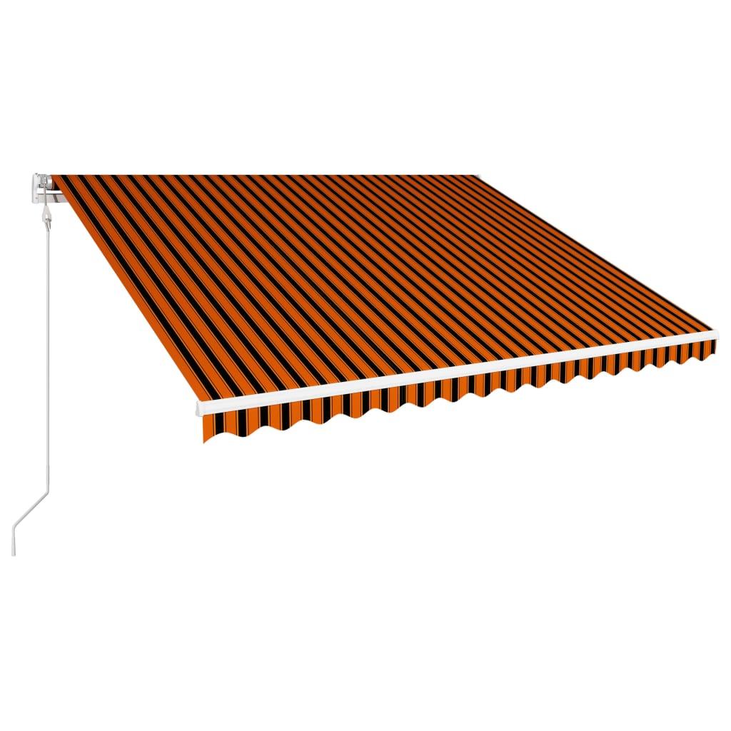 vidaXL Avtomatsko zložljiva tenda 450x300 cm oranžna in rjava